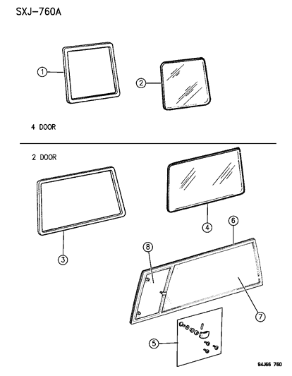 Windows - Quarter - 1995 Jeep Cherokee