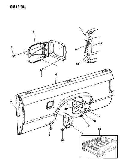 Sweptline Box - Panel Outer Box & Fuel Filler Door - 1992 Dodge Dakota