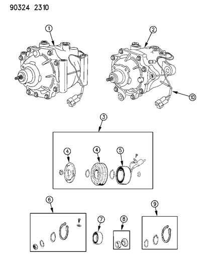 Compressor, Air Conditioning - 1993 Dodge Ram Van