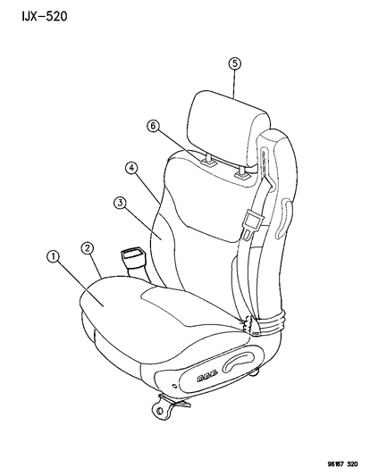Front Seats - 1996 Chrysler Sebring Convertible