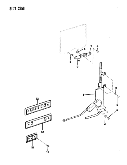 Regulator - Door Glass - 1989 Jeep Grand Wagoneer