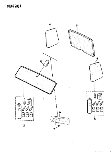 Glass, Mirror, Inside Rear View - 1992 Jeep Wrangler