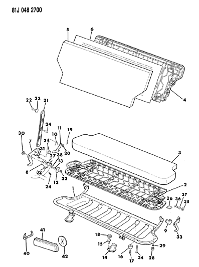 Frame & Pad Rear Seat - 1984 Jeep Grand Wagoneer