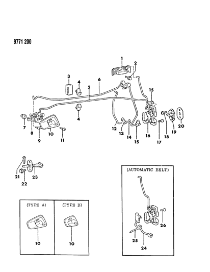 Door, Front Handles, Locks And Controls - 1989 Dodge Colt