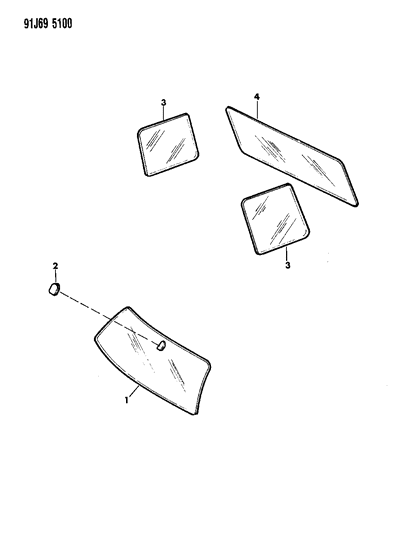 Glass, Stationary Windshield, Quarter And Lift Door - 1992 Jeep Cherokee
