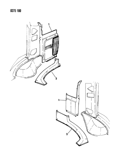 Cowl & Front Wheelhouse Trim - 1989 Dodge Ram Van