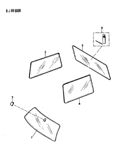 Glass, Stationary Windshield, Quarter And Lift Door - 1989 Jeep Cherokee