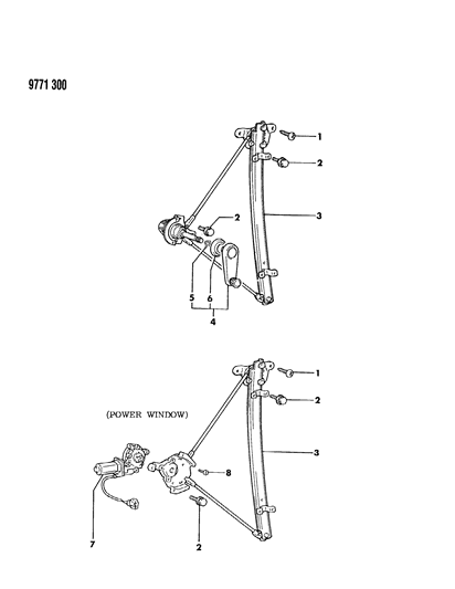 Door, Front Glass & Regulators - 1989 Dodge Colt