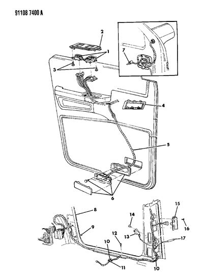Wiring & Switches - Front Door - 1991 Dodge Caravan