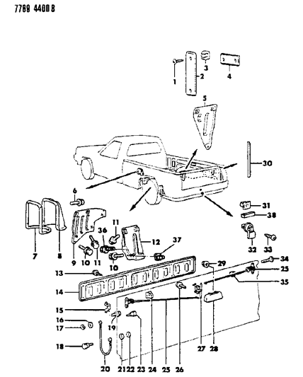 Tailgate Latch & Attaching Parts - 1987 Dodge Ram 50