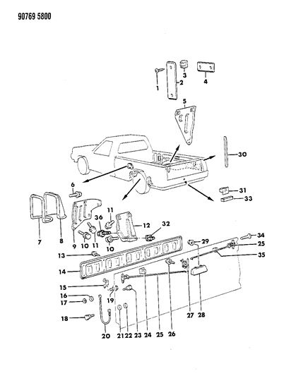 Tailgate Latch & Attaching Parts - 1990 Dodge Ram 50
