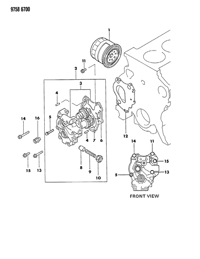 Oil Pump & Oil Filter - 1989 Dodge Ram 50
