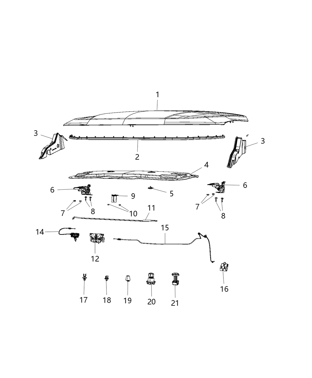 68250997AB - Genuine Mopar Clip-Hood Prop Rod