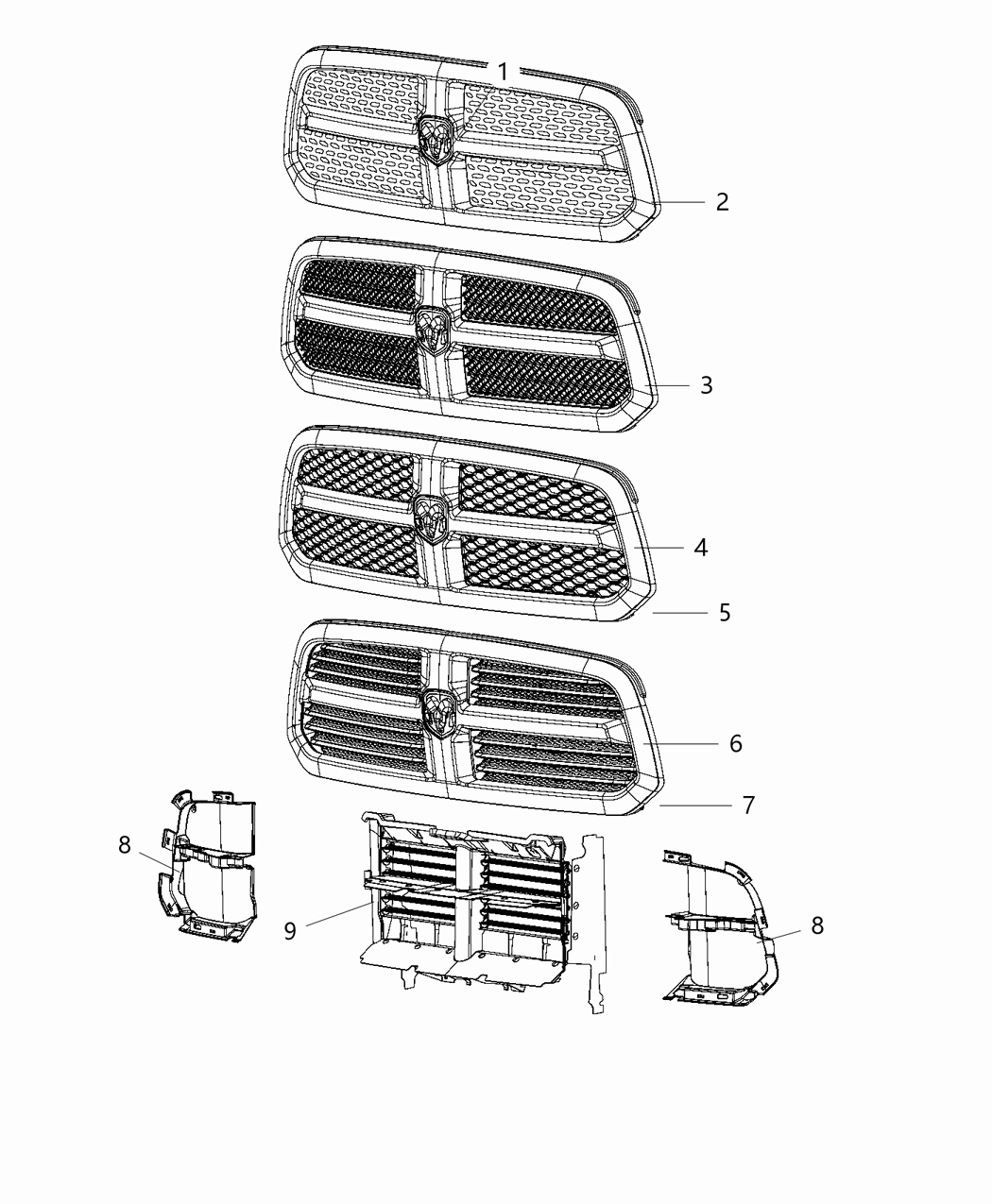 68192368AB - Genuine Mopar Grille-Active Shutter
