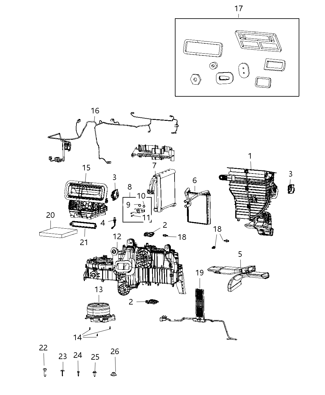 68396072AB - Genuine Mopar Housing-A/C And Heater