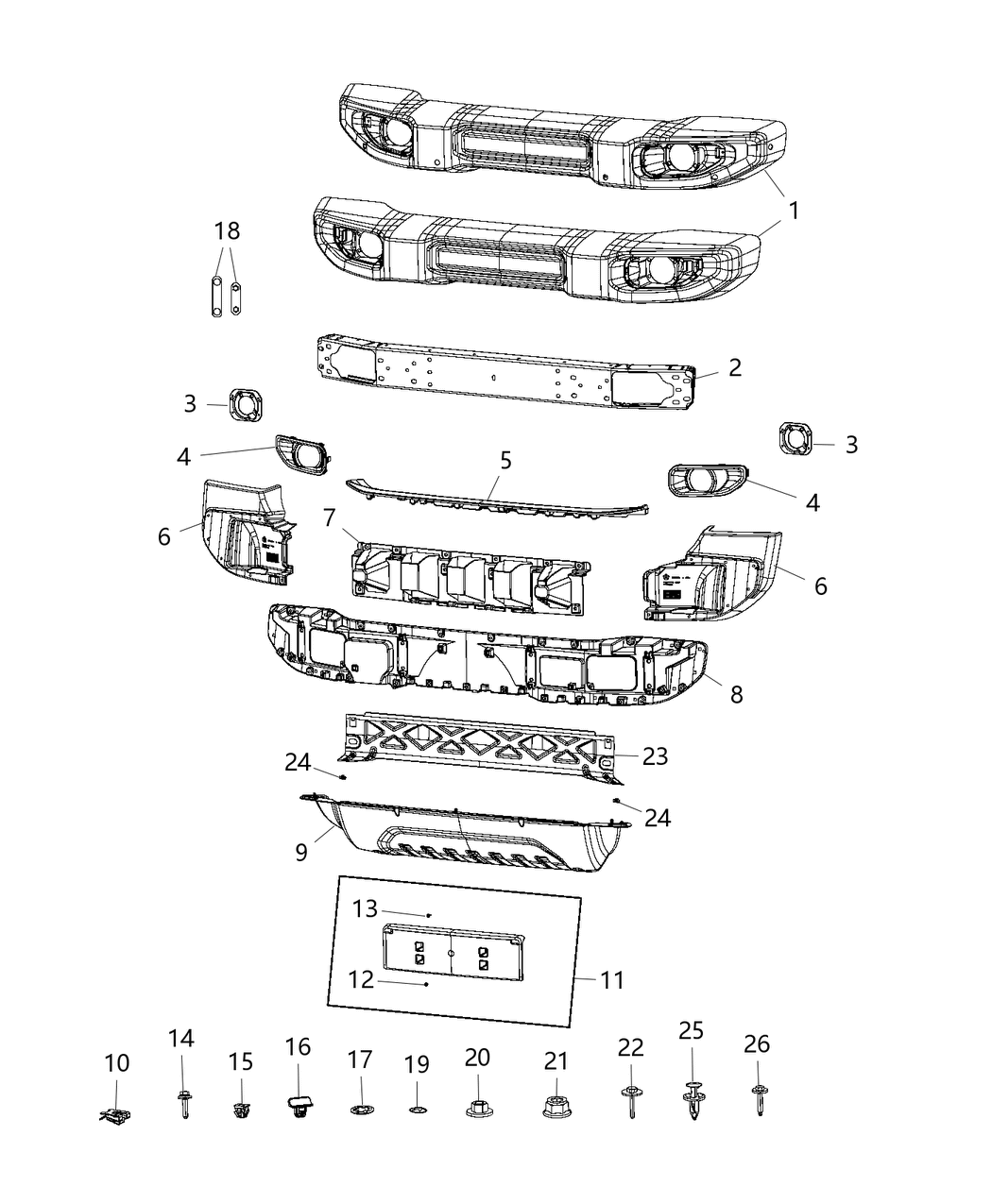 68295606AB - Genuine Mopar Beam-Front Bumper
