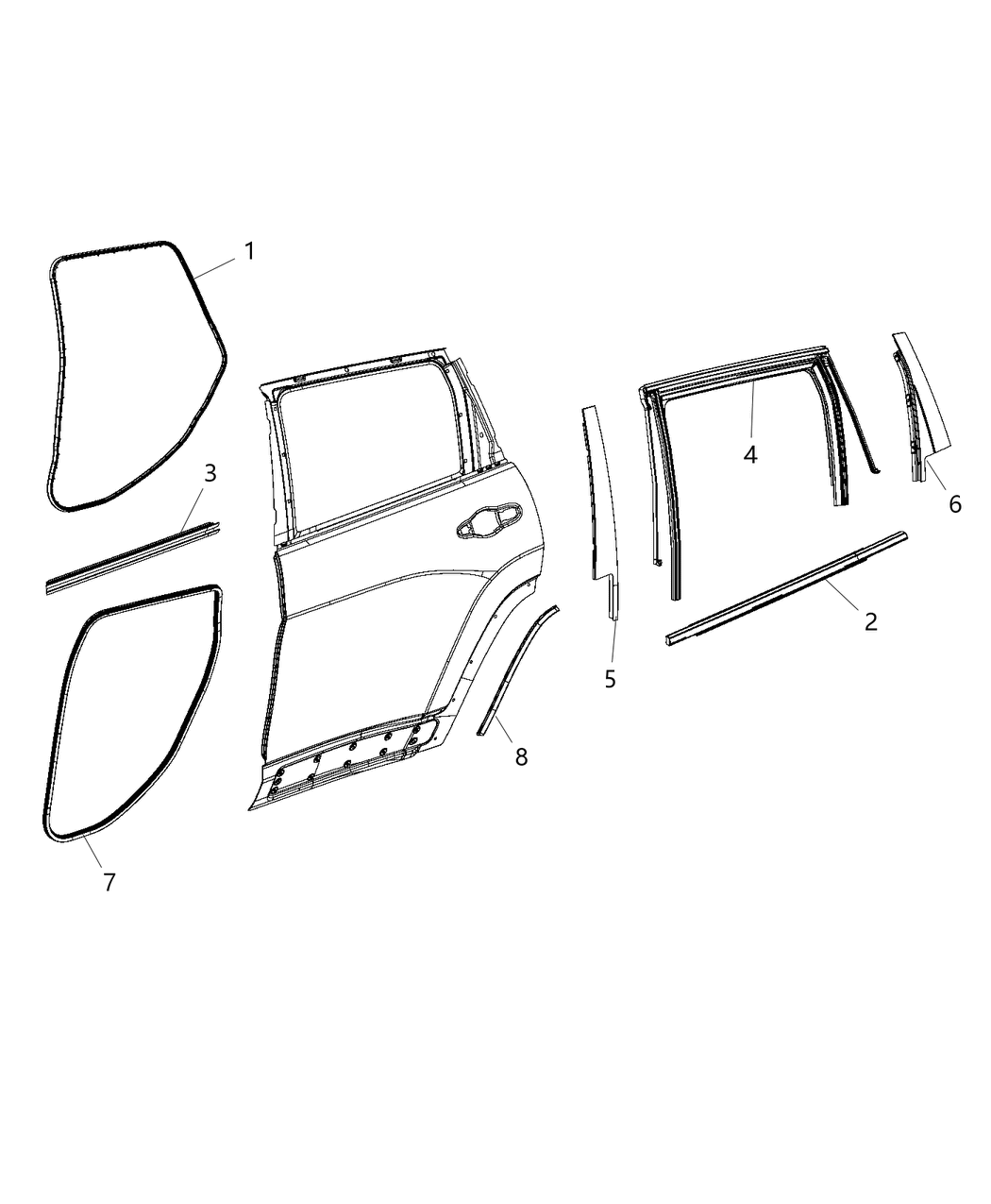 68156228AE - Genuine Mopar WEATHERSTRIP-Door Glass