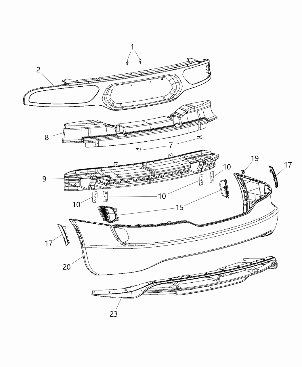 68195688AC - Genuine Mopar Rear Bumper Cover