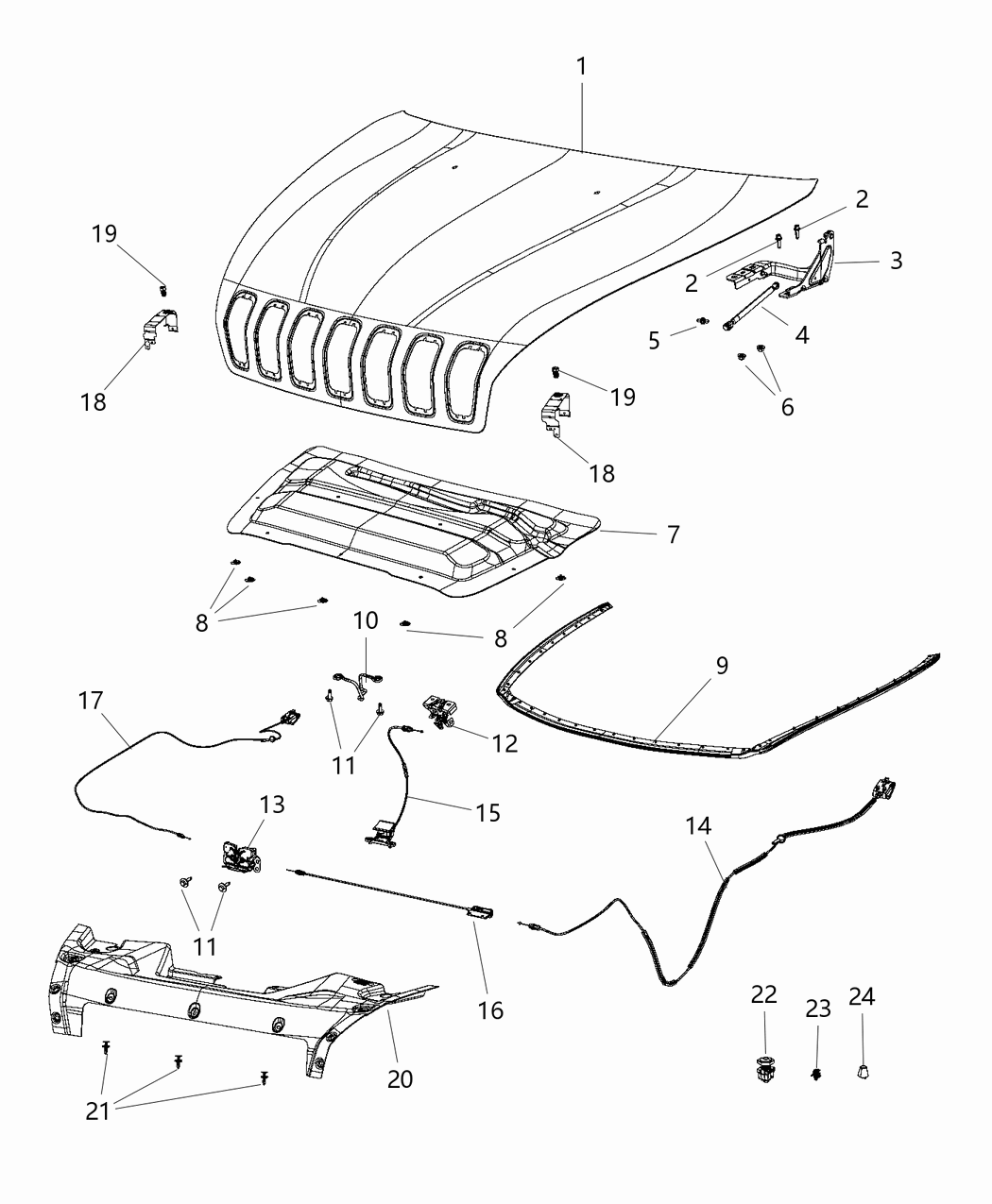 68103103AA - Genuine Jeep Weatherstrip-Hood