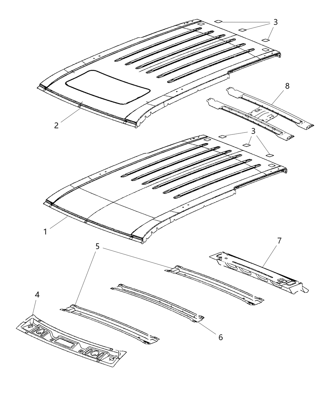 68036321AA - Genuine Mopar Panel-Roof