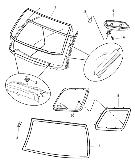 Windshield & Mirror - Rear Window - 1998 Dodge Durango