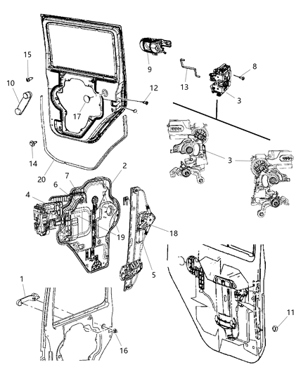 Rear Door - Hardware Components - 2014 Jeep Wrangler
