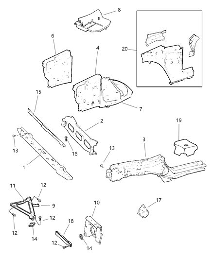 Panels - Front End Inner & Wheelhouse - 2001 Jeep Cherokee
