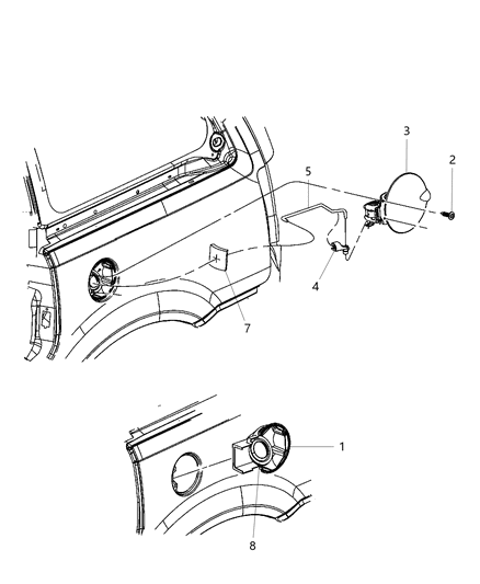 Fuel Filler Housing, Door And Related Parts - 2020 Dodge Grand Caravan