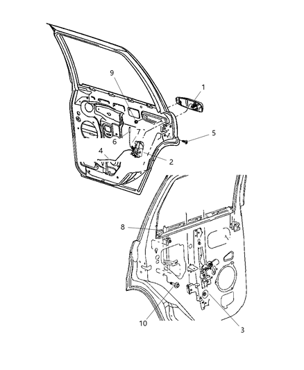 Rear Door - Hardware Components - 2009 Jeep Grand Cherokee
