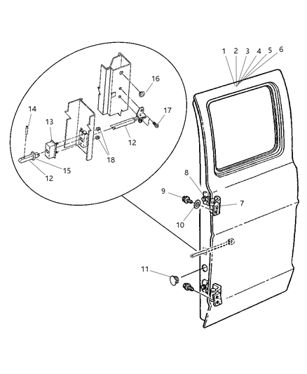 Door, Dual Cargo Shell & Hinges - 2001 Dodge Ram Van