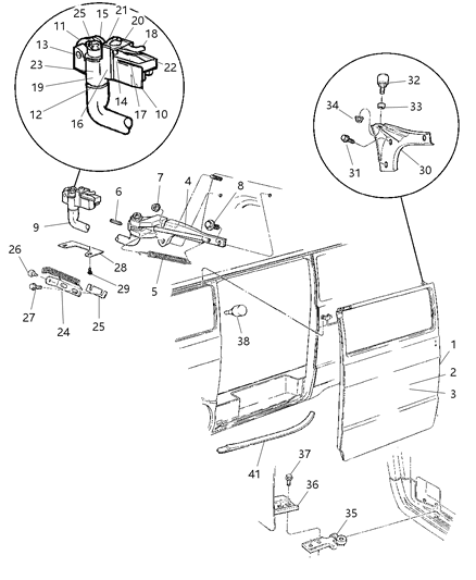 Door, Sliding Cargo Shell & Hinges - 1998 Dodge Ram Van