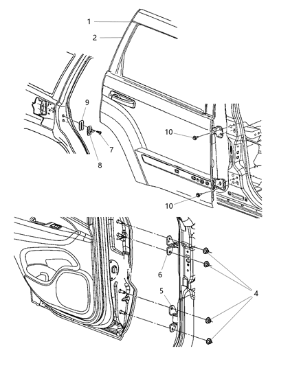 Rear Door - Shell & Hinges - 2012 Dodge Durango