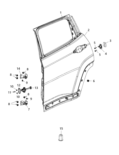 Rear Door - Shell & Hinges - 2021 Jeep Compass