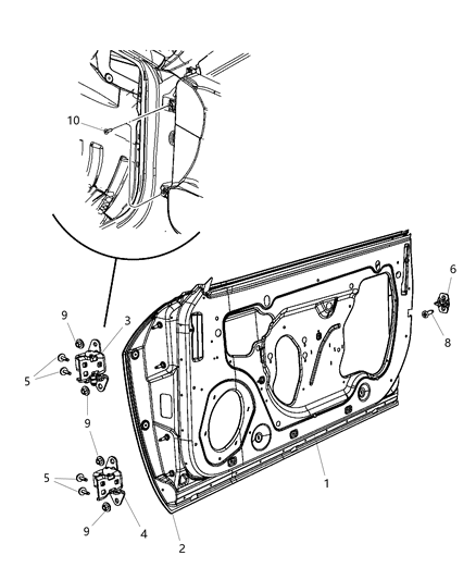 Front Door, Shell & Hinges - 2020 Dodge Challenger