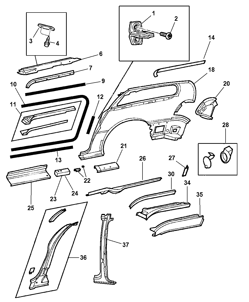 2000 Dodge Grand Caravan Quarter Panel With Sliding Door