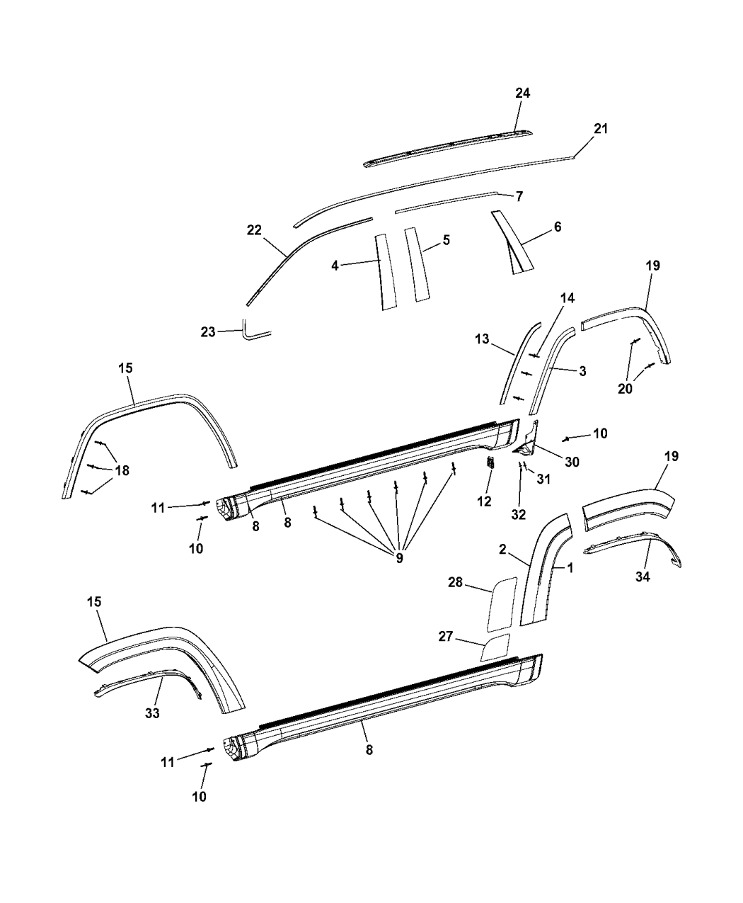 5QJ79TZZAA - Genuine Mopar MOLDING-QUARTER WHEEL OPENING