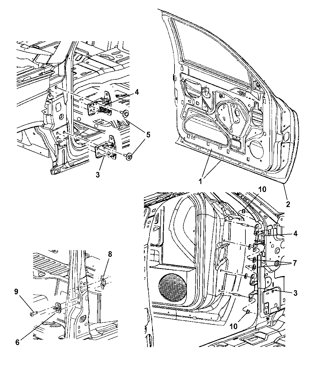 2008 Dodge Dakota Front Door, Shell & Hinges - Mopar Parts Giant