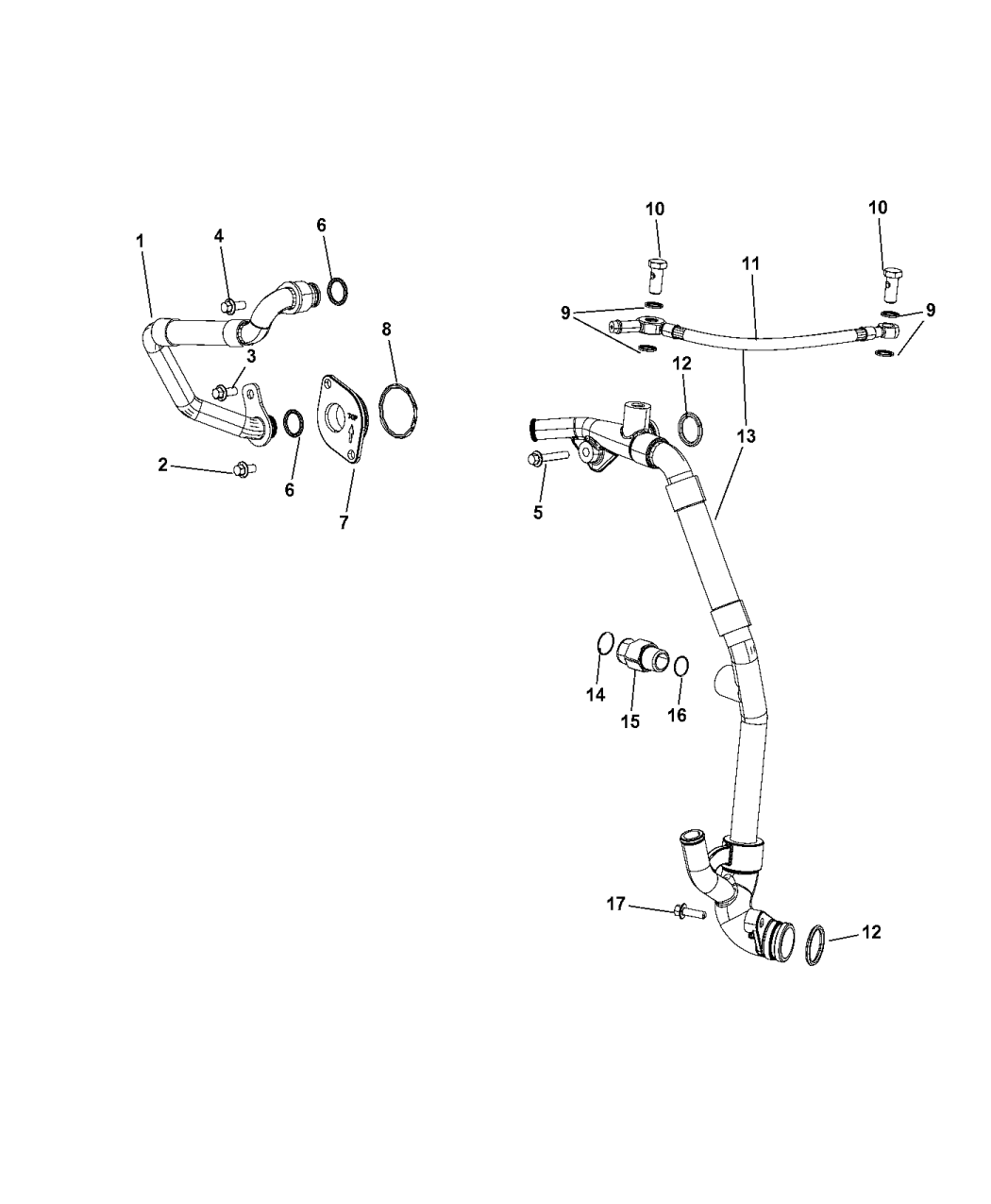 68210652AA - Genuine Mopar TUBE-WATER INLET