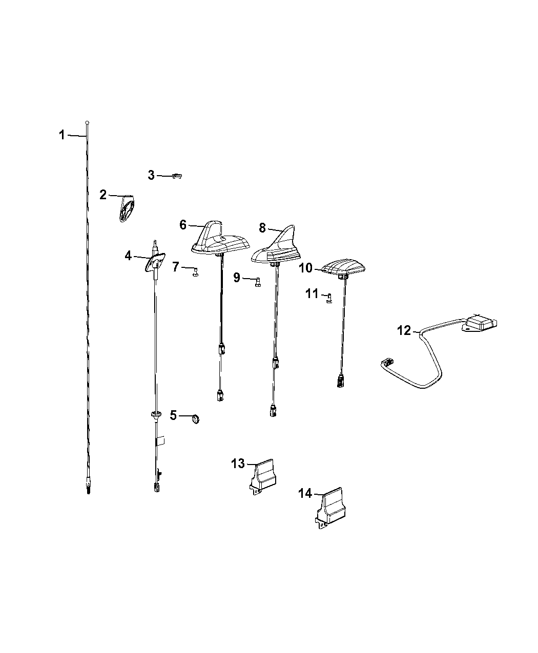 5064394AH - Genuine Mopar ANTENNA-CABLE & BASE ASSY