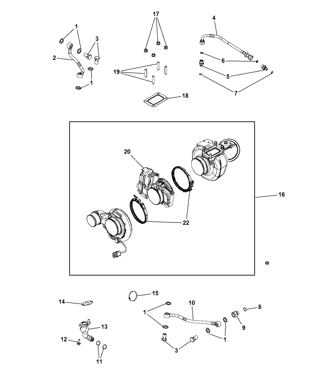 2012 Ram 3500 Pickup Turbocharger & Oil Lines/Hoses