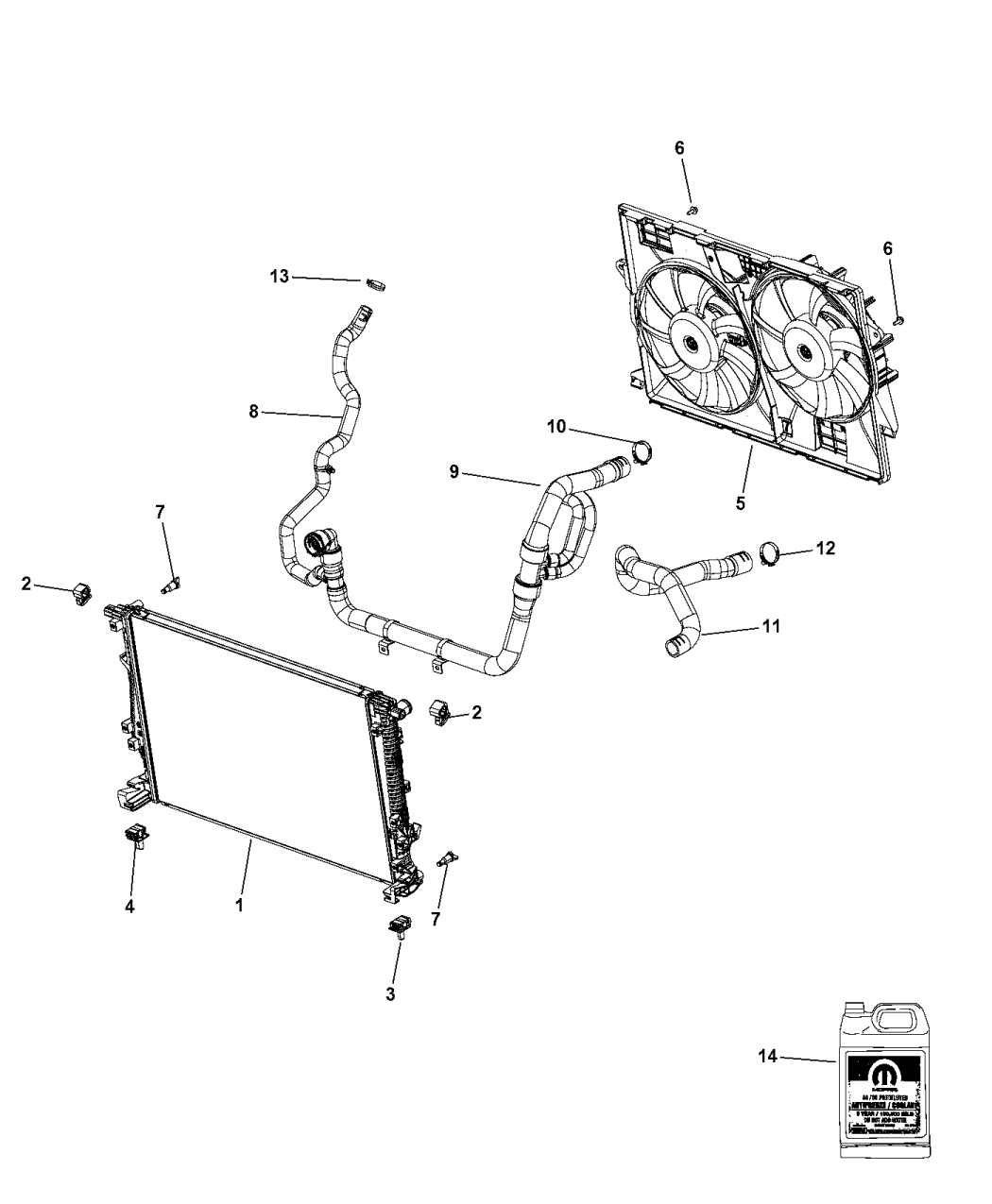 68102137AB - Genuine Mopar HOSE-RADIATOR INLET