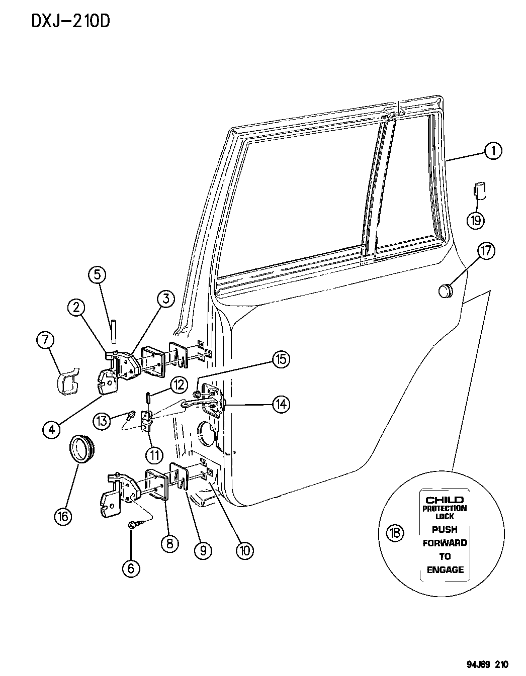 1995 Jeep Cherokee Door, Rear Shell & Hinges - Mopar Parts Giant
