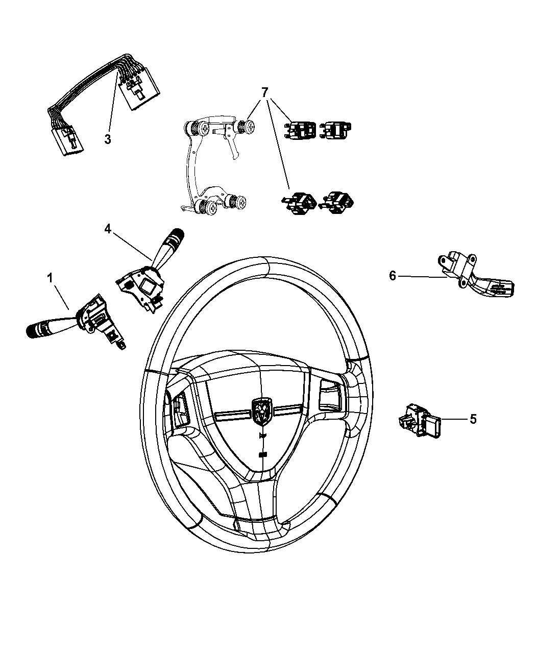 2008 Jeep Wrangler Switches - Steering Column & Wheel