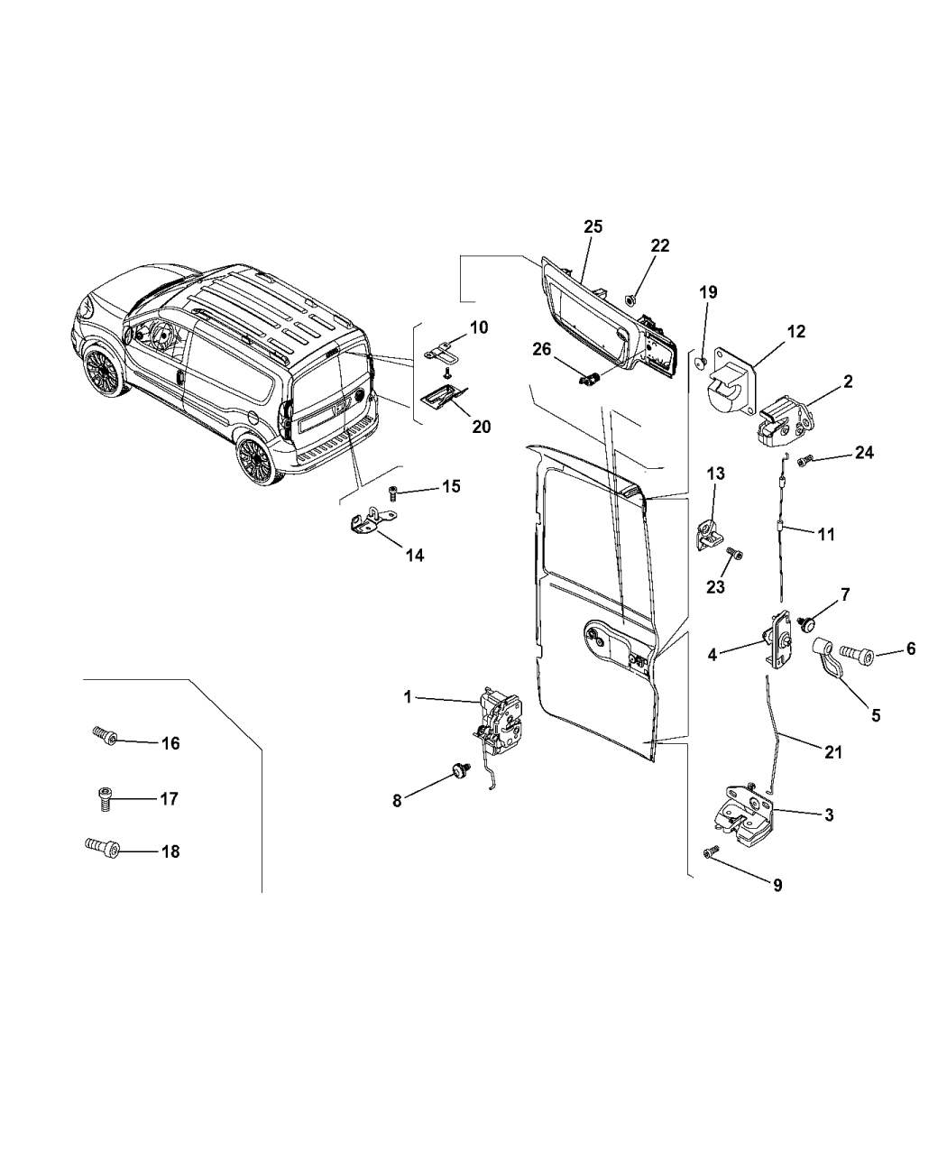 2016 Ram ProMaster City Rear Cargo Door Latches And Linkage