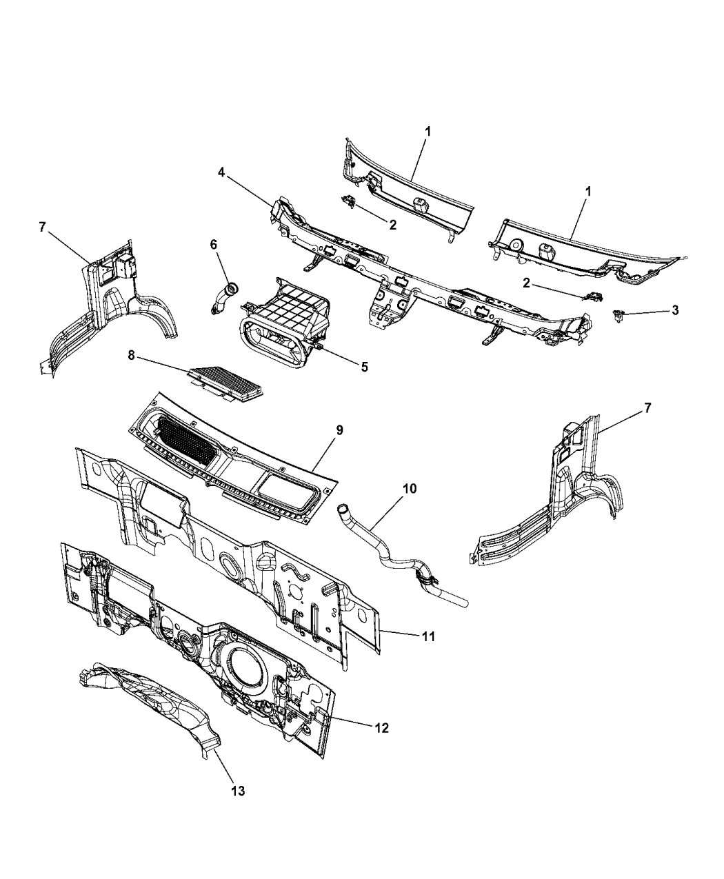 2019 Ram ProMaster 1500 Cowl, Dash Panel & Related Parts
