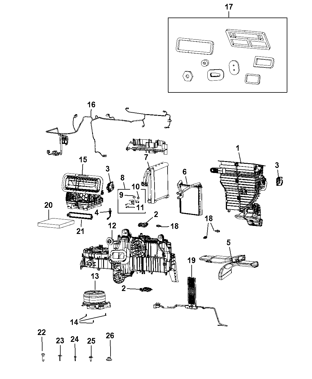 68395988AA - Genuine Mopar CORE-HEATER