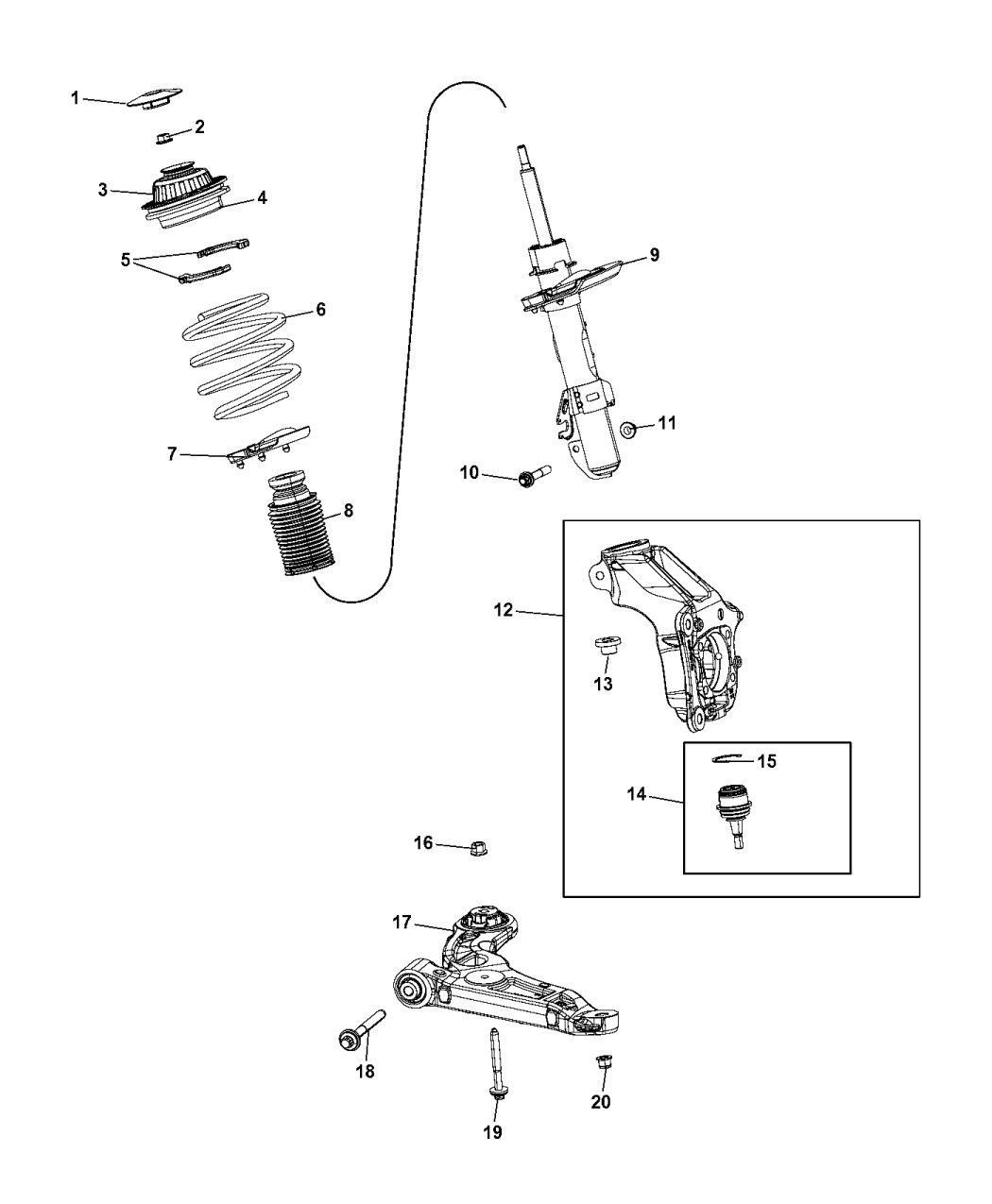 2015 Jeep Cherokee Suspension - Front, Springs, Shocks, Control Arms