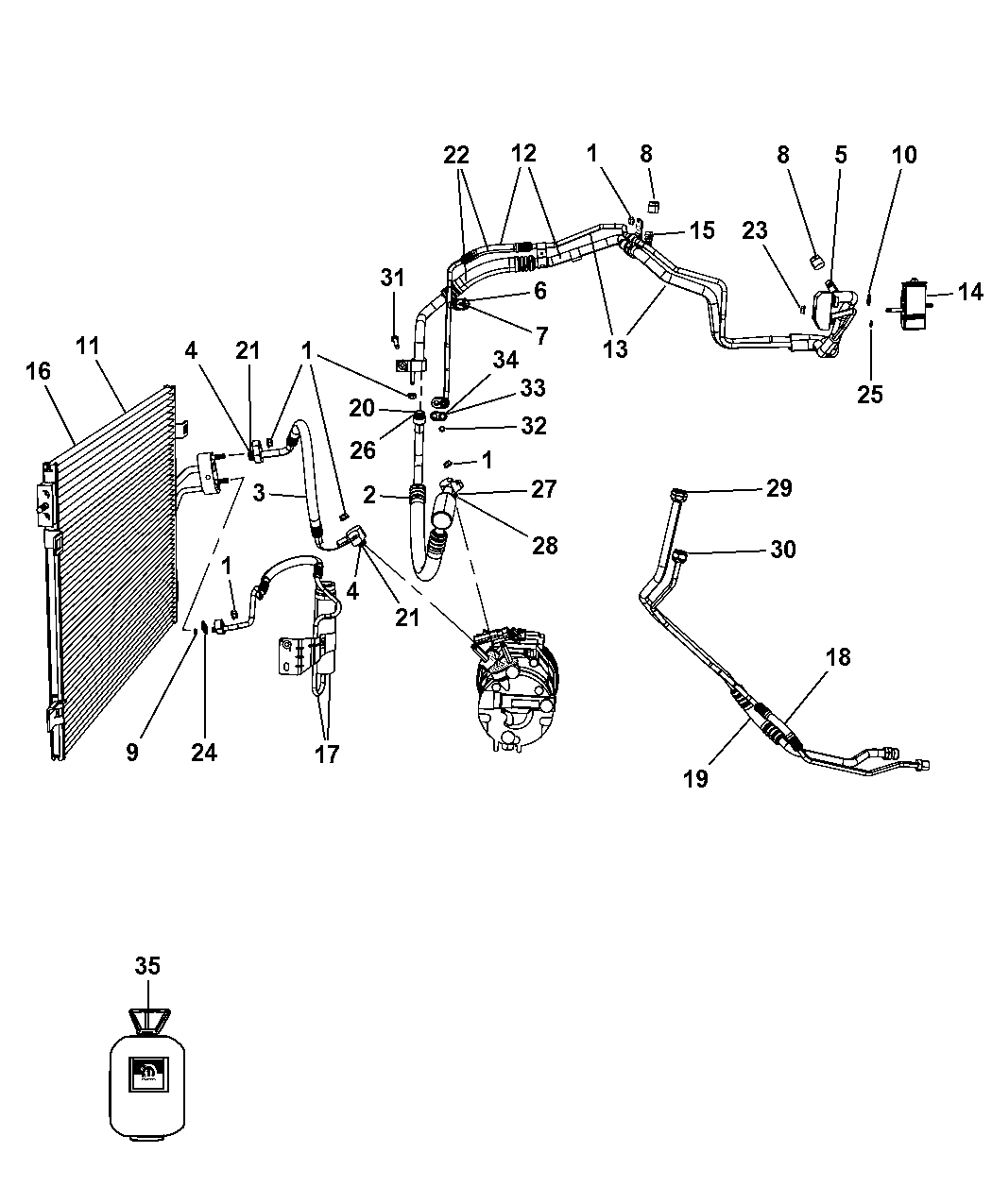 68058964AB - Genuine Mopar LINE-A/C SUCTION AND LIQUID
