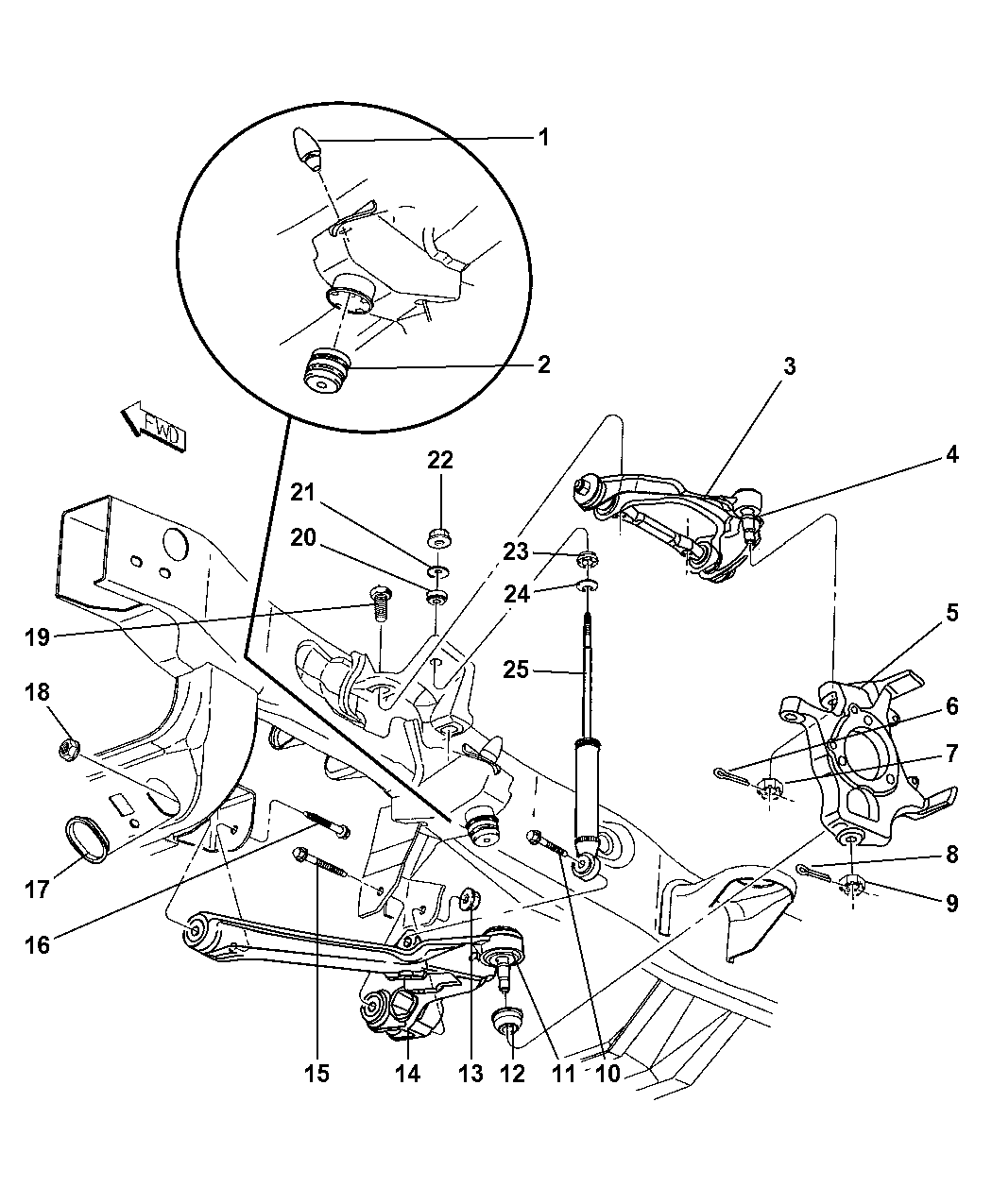 1998 Dodge Durango Front Suspension - Control Arms, Shocks, Knuckle