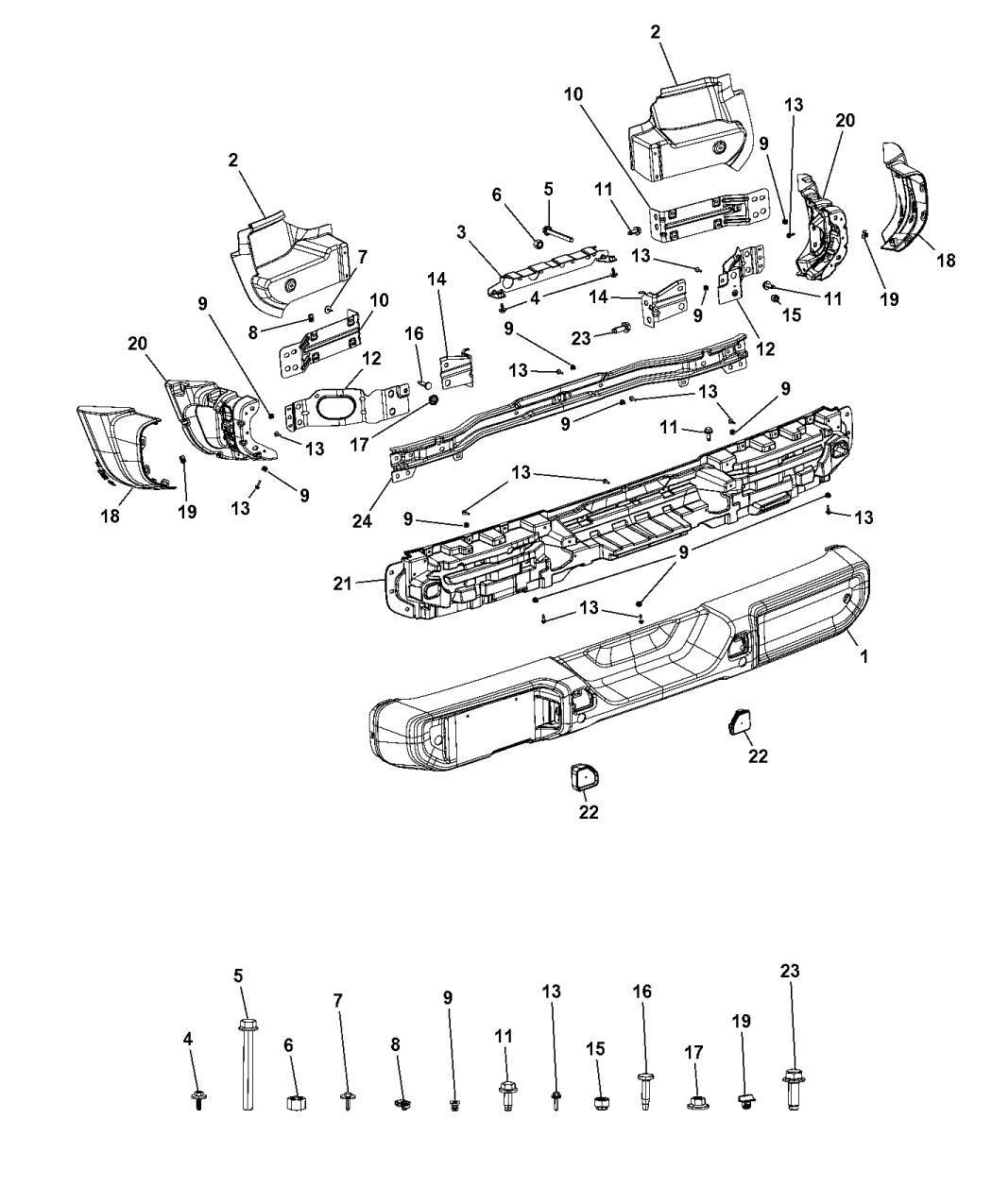 7AX77TZZAA - Genuine Mopar BUMPER-REAR